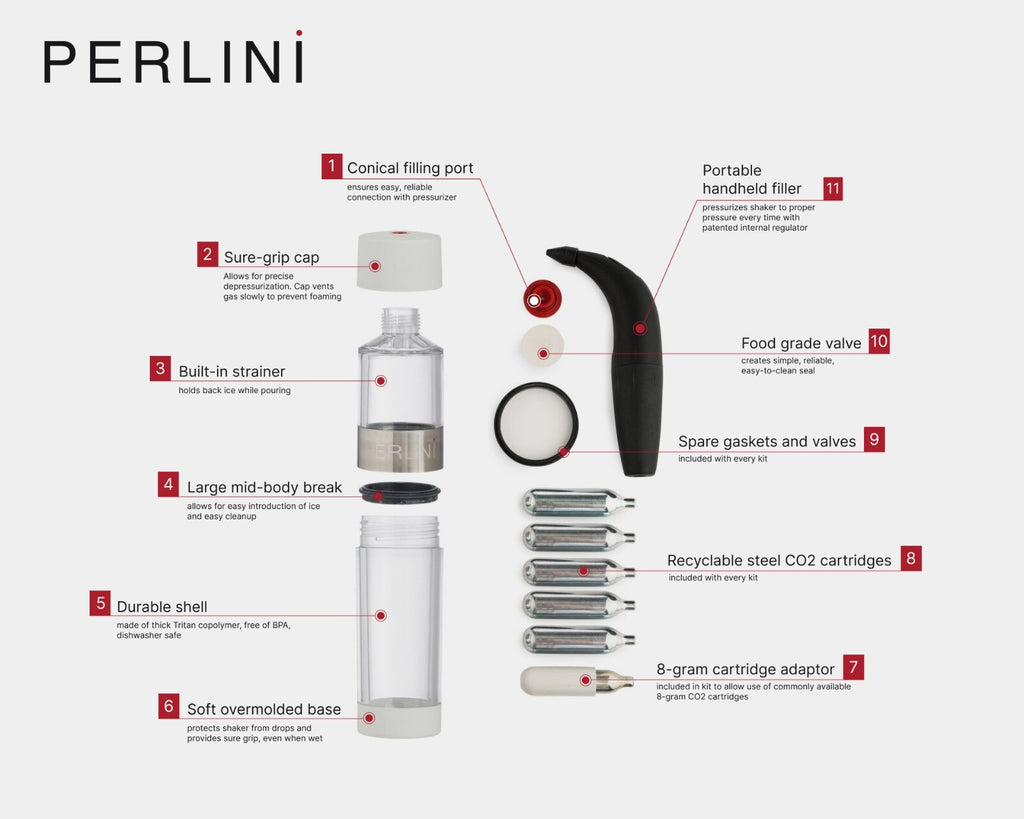 Perlini Cocktail Carbonating System, Mixology Kit | Perlage Systems