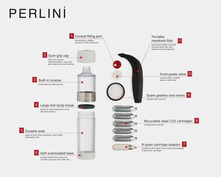 Perlini Cocktail Carbonating System, Mixology Kit | Perlage Systems